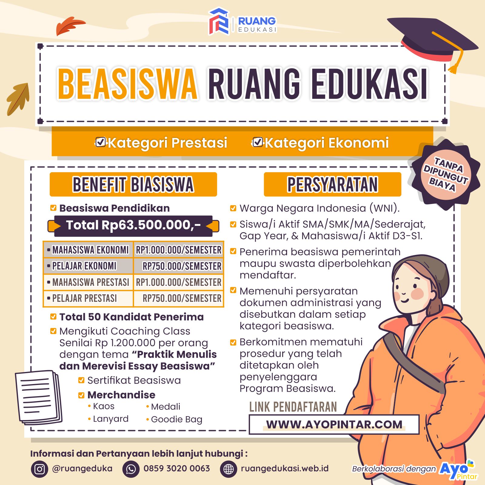 Share Poster Beasiswa Pendidikan Ruang Edukasi – Ayo Pintar